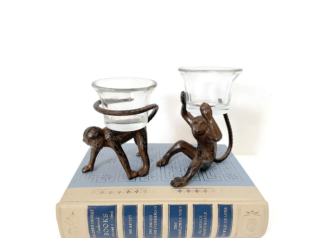 Monkey Votive Candle Holders Set Pair of 2, Monkey Lover Gift Idea - Etsy