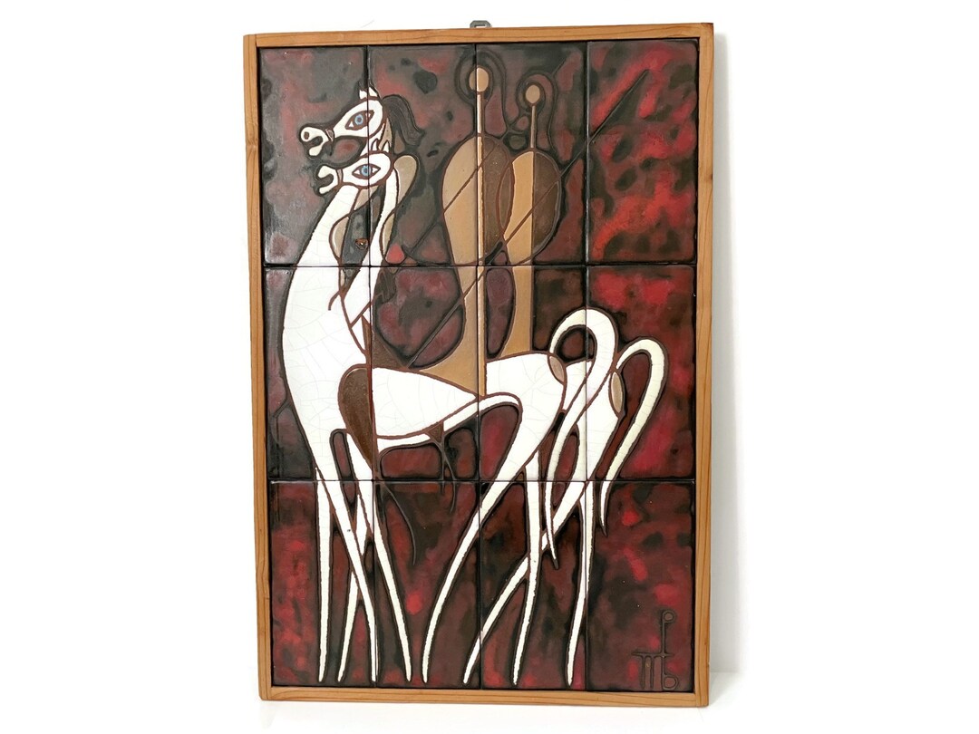 Panos VALSAMAKIS Mid Century Art Tile, Framed Original Handmade MCM ...