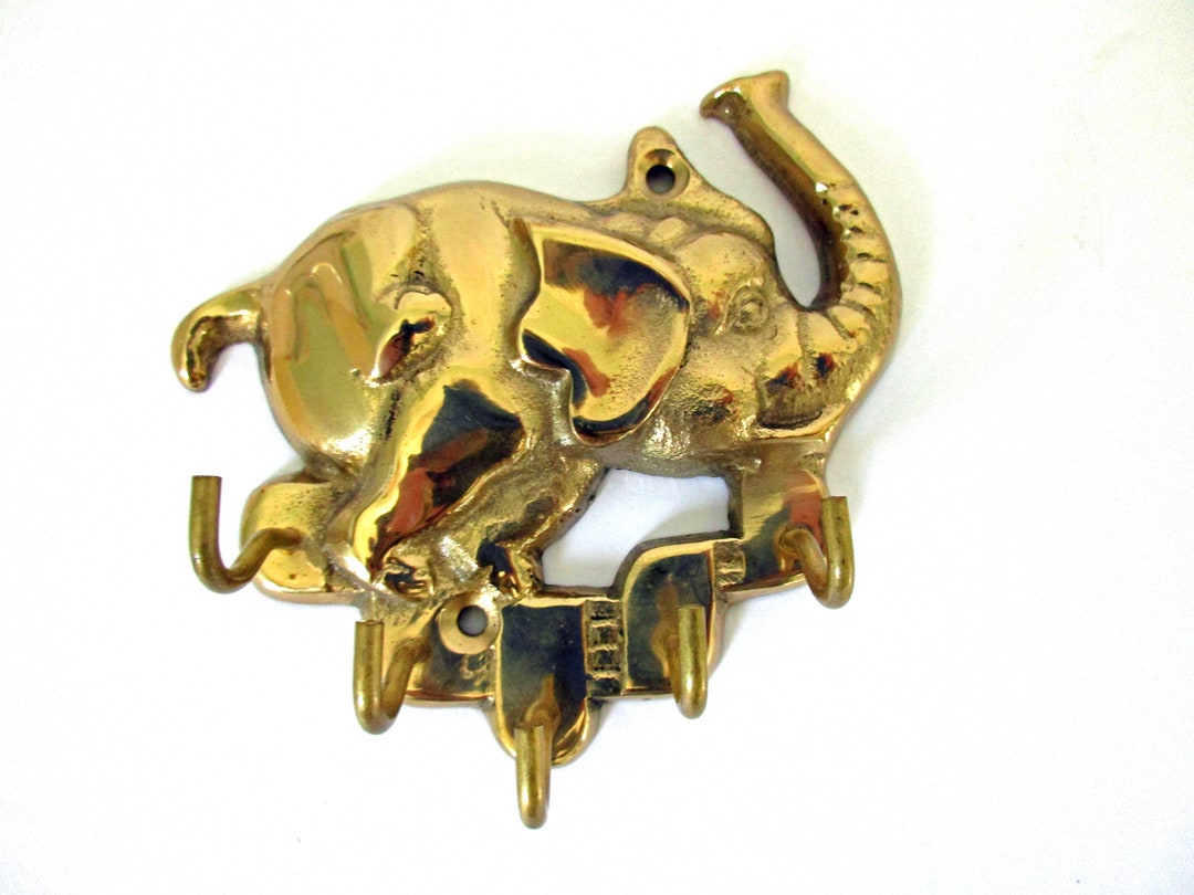 Brass Elephant Key Rack Hooks, Brass Elephant Key Hook, Decorative ...