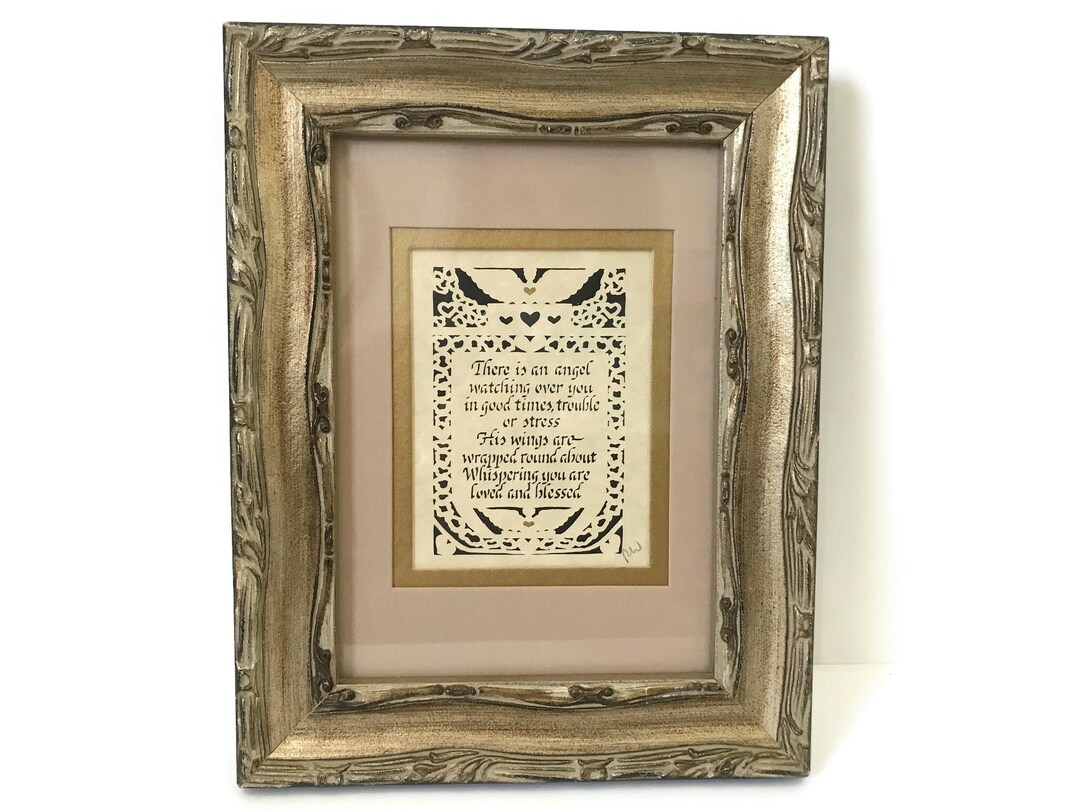 Scherenschnitte Angel Watching Over You Poem, Framed Scissor Cut Paper ...