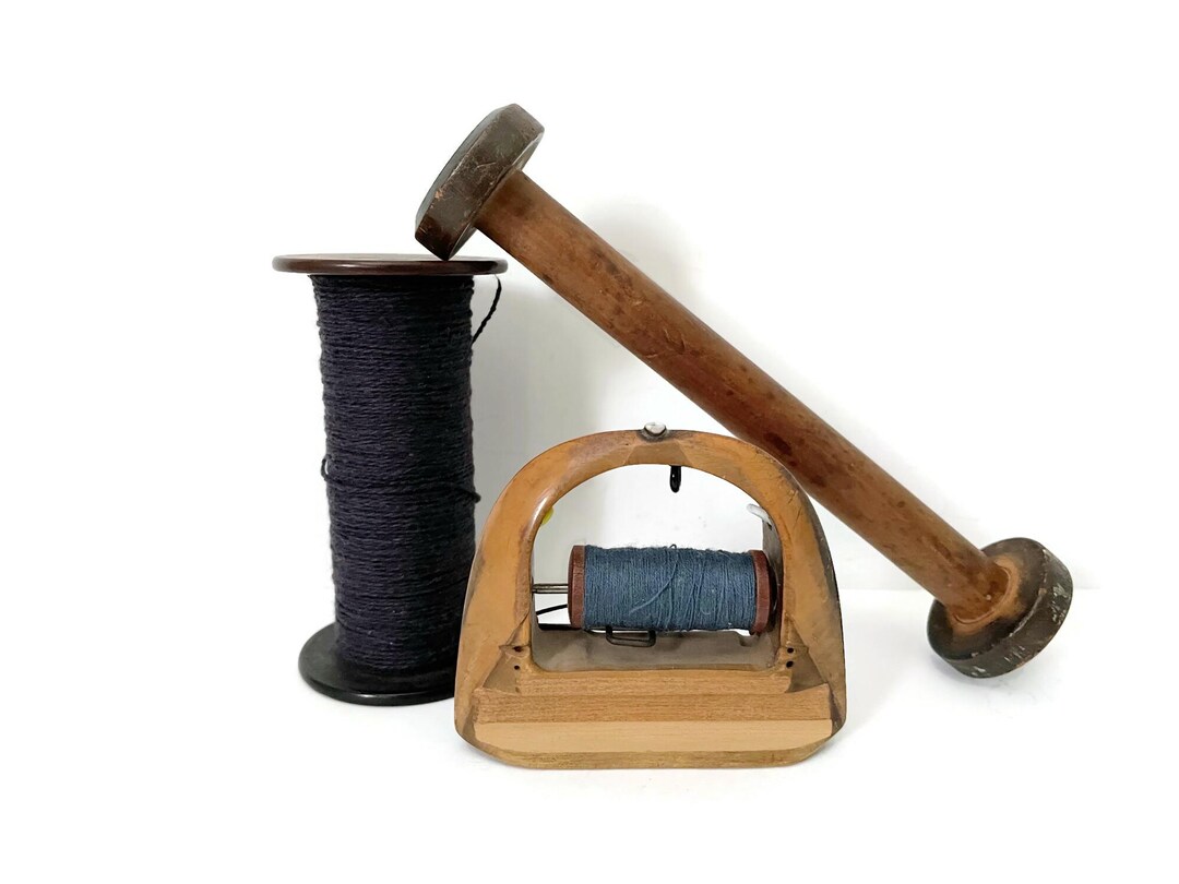 Vintage Textile Spools, Industrial Textile Mill Artifact, Wooden Wood ...