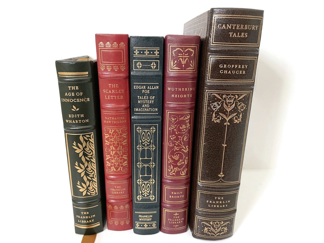 Franklin Library Vintage Gilded Leather Decorative Library Books, 100 ...