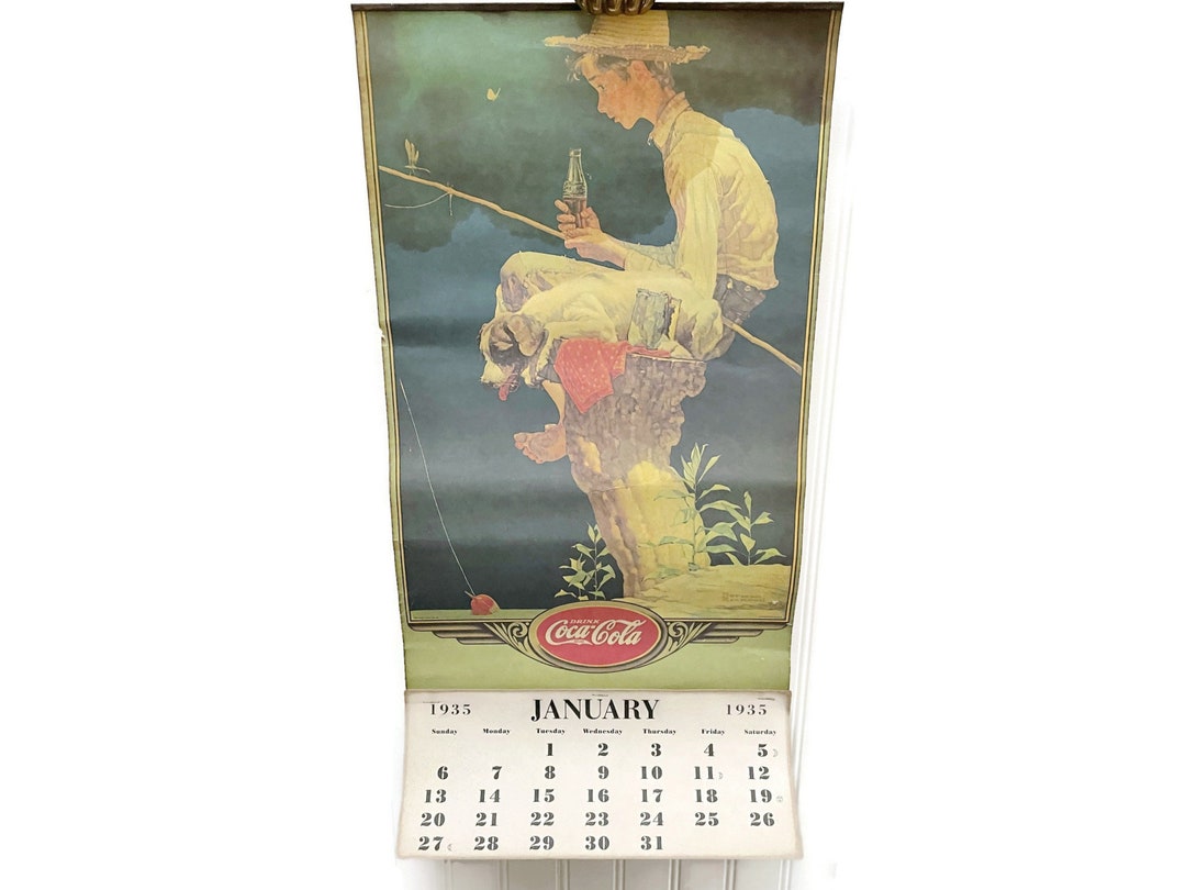 1935 Coca Cola Norman Rockwell COMPLETE Hanging Calendar, Vintage Coca ...