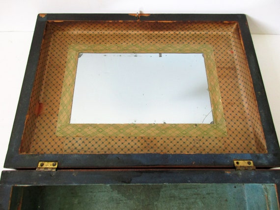 Antique Wooden Inlay Coffered Lidded Box, Two Tone Mi… - Gem