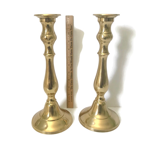 Pair of Brass Candlesticks - Etsy