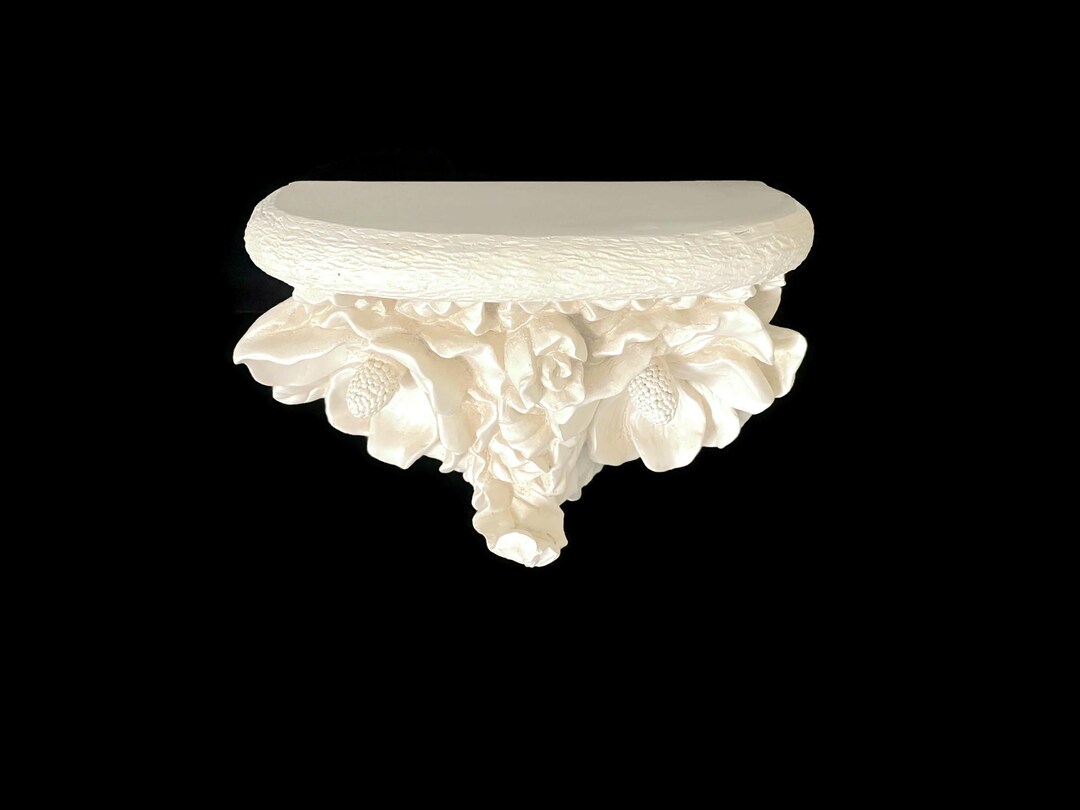 Vintage Plaster Magnolia Wall Shelf Sconce 7-1/2" Tall: Creamy White ...