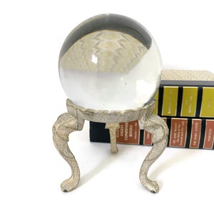 Vintage Painted Metal Crystal Ball Base, Glass Ball Stand Holder ...