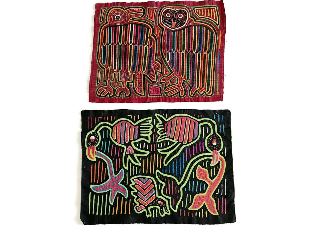 Mola Vintage Textile Embroidery Art Panama, Kuna Indian Folk Art ...