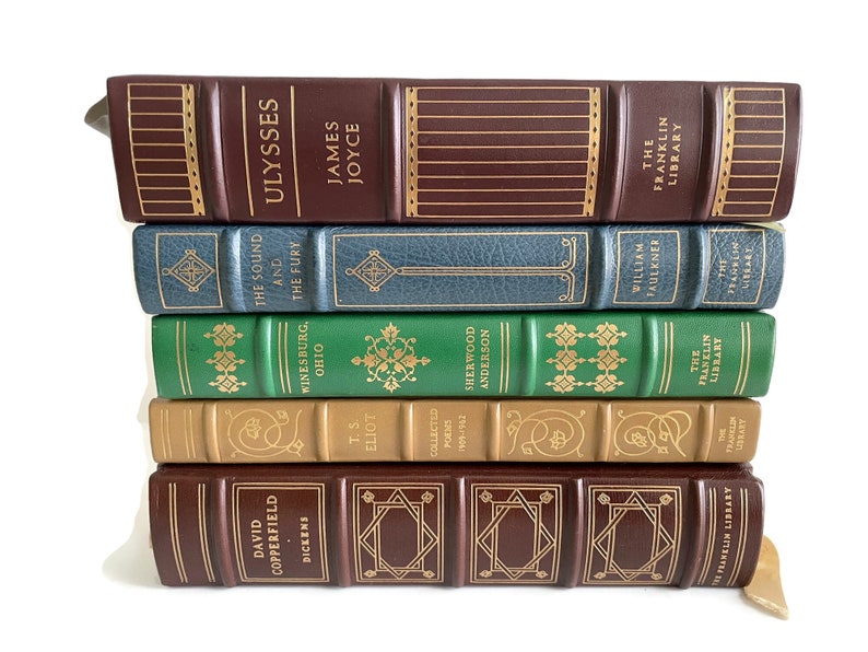 Vintage Franklin Library Books 1976, Gilded Leather Decorative Library ...