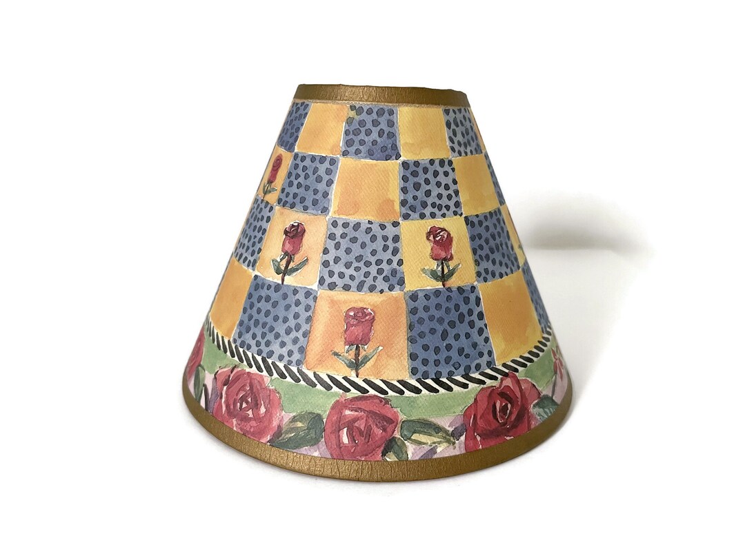 Clip on Chandelier Shade, Single Cute Floral Plaid Striped Lamp Shade ...