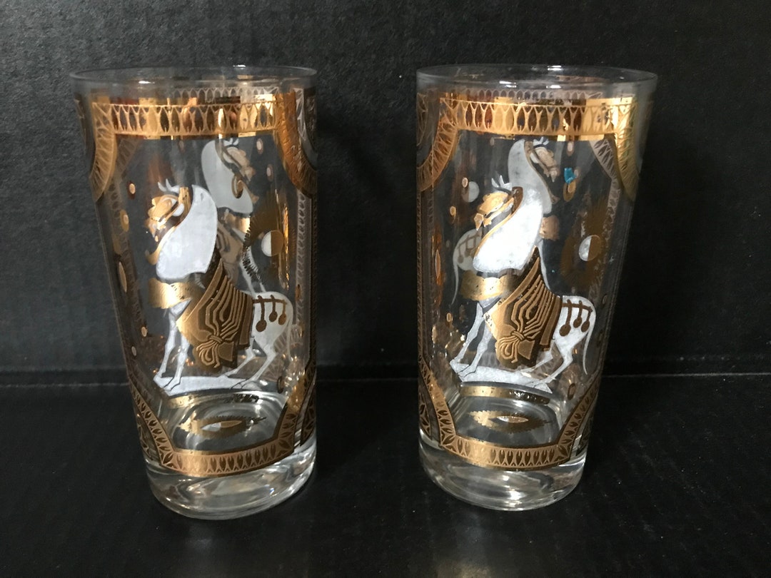Fred Press Mid Century Glasses, Horse Motif Highball Glasses Set/pair ...
