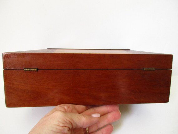 Antique Wooden Inlay Coffered Lidded Box, Two Tone Mi… - Gem