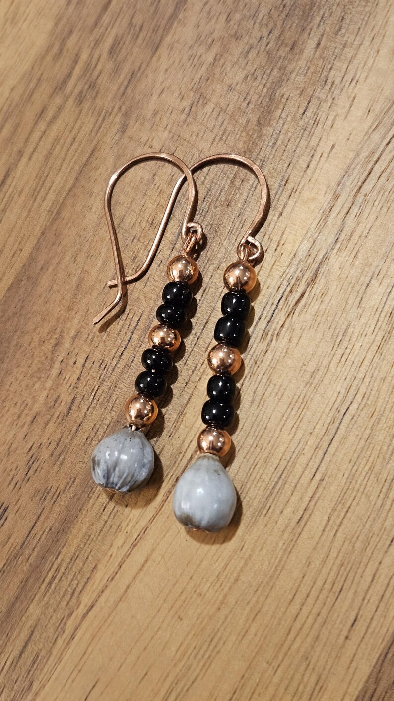 Cherokee Tears Earrings With Copper and Glass Beads - Etsy