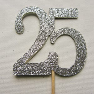 Glitter 25th Cupcake Toppers: Silver Anniversary Party Decoration - Etsy
