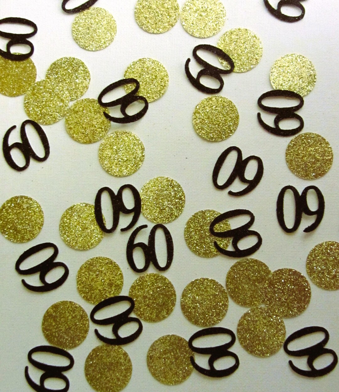 Black and Gold 60th Confetti: 60 Happy Birthday Decoration, Table ...