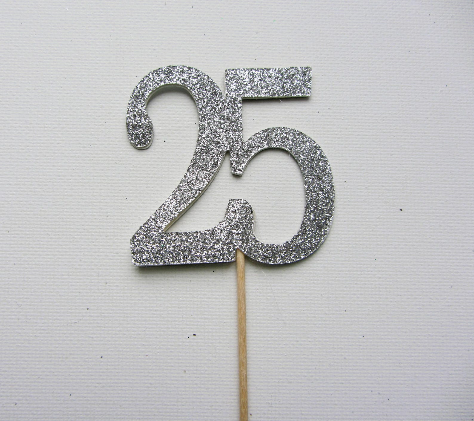 Glitter 25th Cupcake Toppers: Silver Anniversary Party Decoration - Etsy