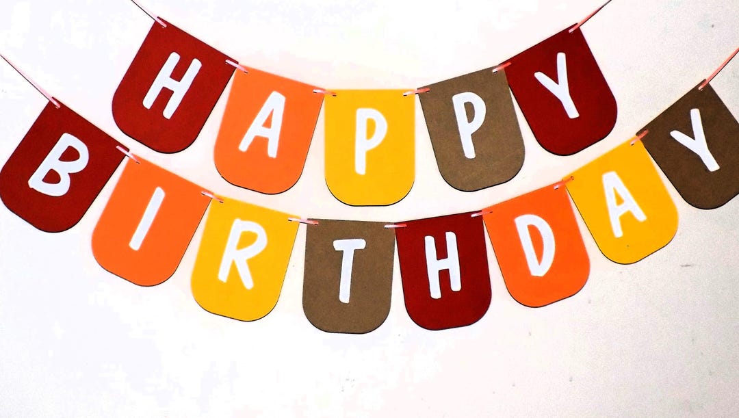 Fall Happy Birthday Banner: Cardstock Party Decor. - Etsy