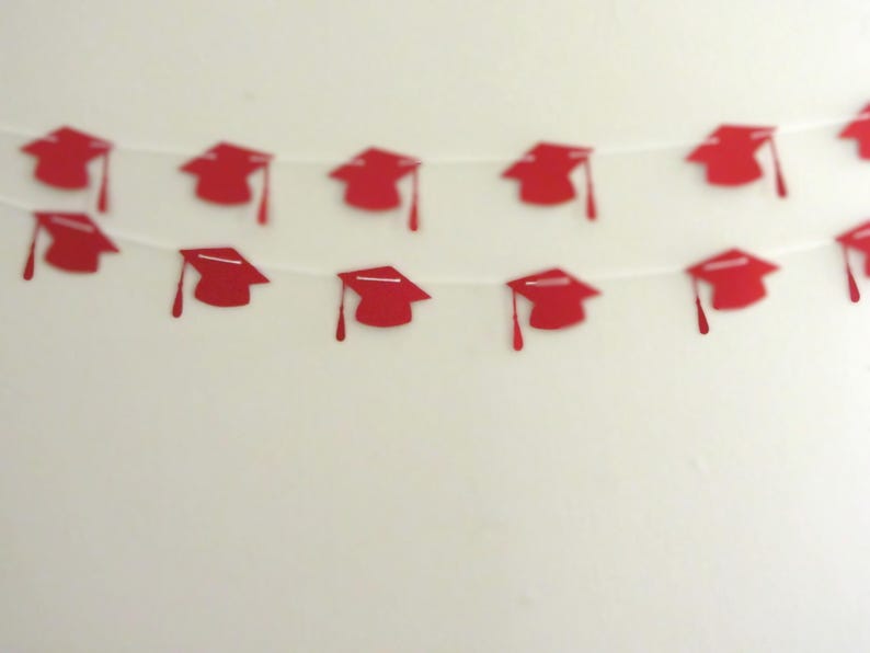 Cardstock Graduation Hat Garland: Red Cap Garland, Class of 2026 ...