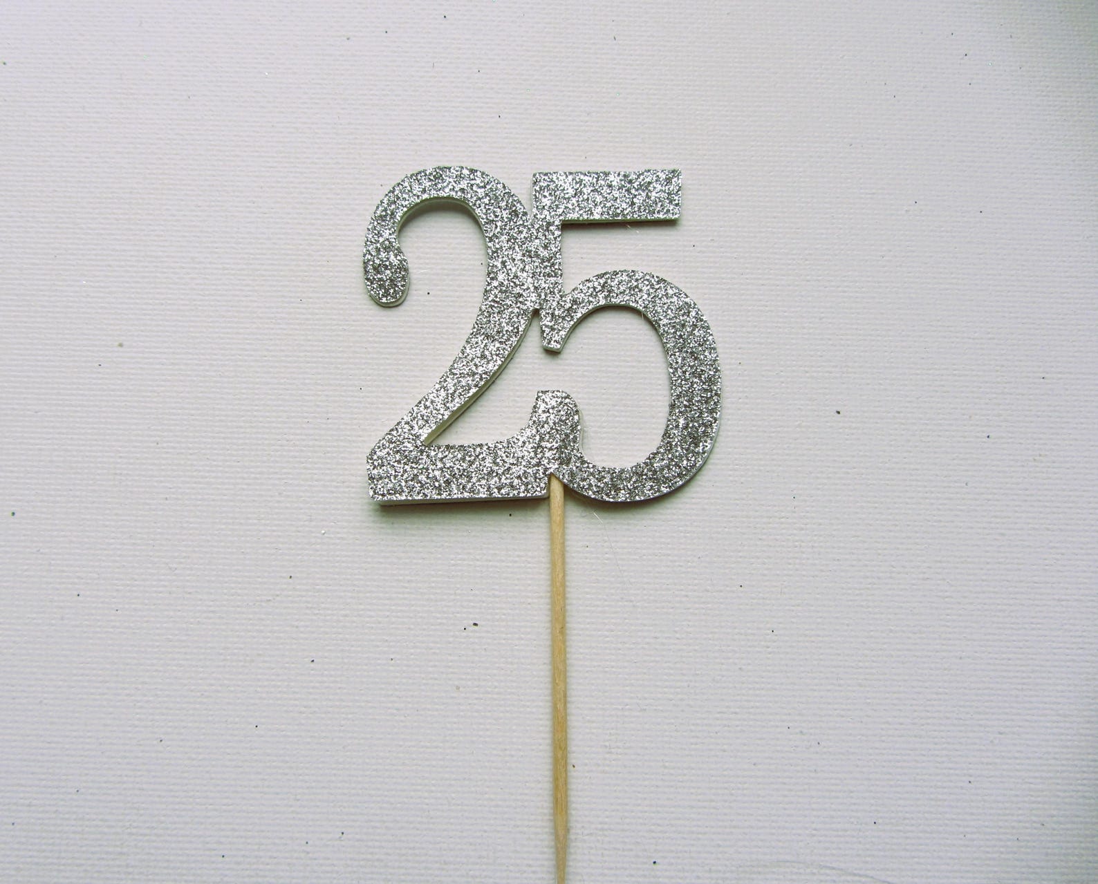 Glitter 25th Cupcake Toppers: Silver Anniversary Party Decoration - Etsy