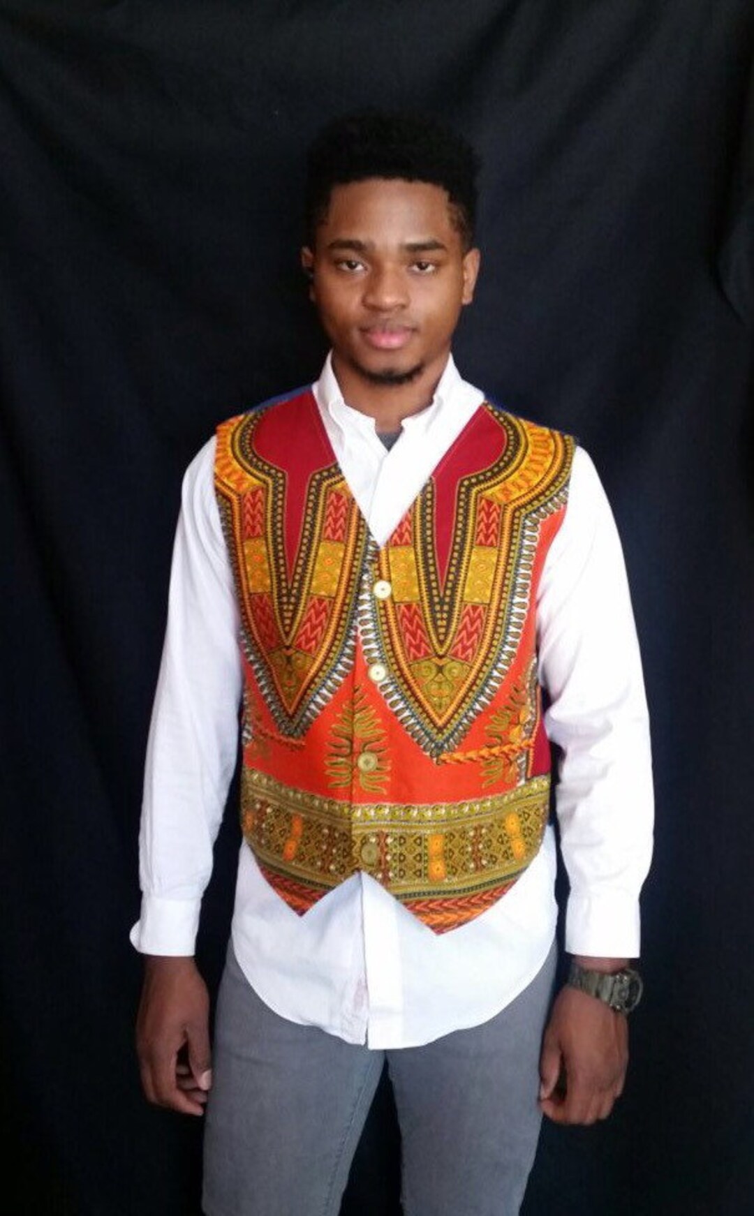 Dashiki Men's Vest, African Print Vest, Men's Blazer/jacket, African ...