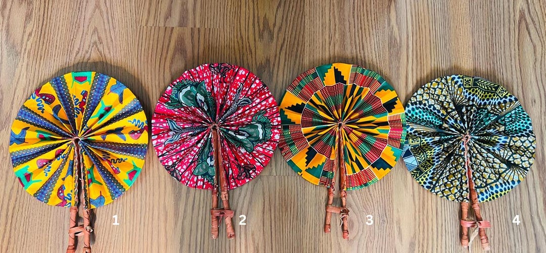 Hand Fan, Africa Fan , Ankara Print, African Print Fans With Leather ...