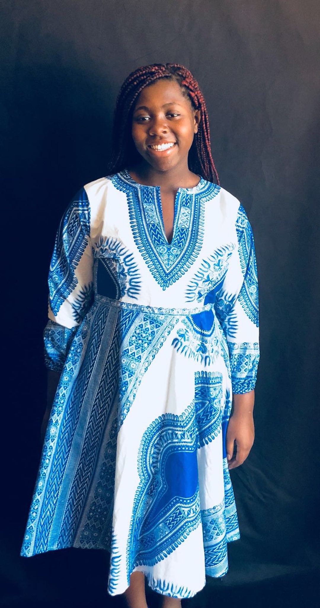 Blue Dashiki Dress, Woman African Dress African Clothing, Ankara Dress ...