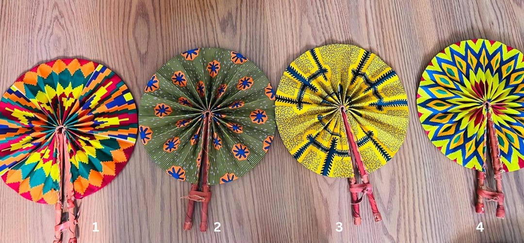 Hand Fan, Africa Fan , Ankara Print, African Print Fans With Leather ...