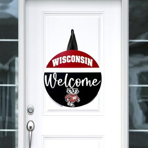 Wisconsin Badgers Front Door Hanger | Porch Welcome Sign | Front Door ...