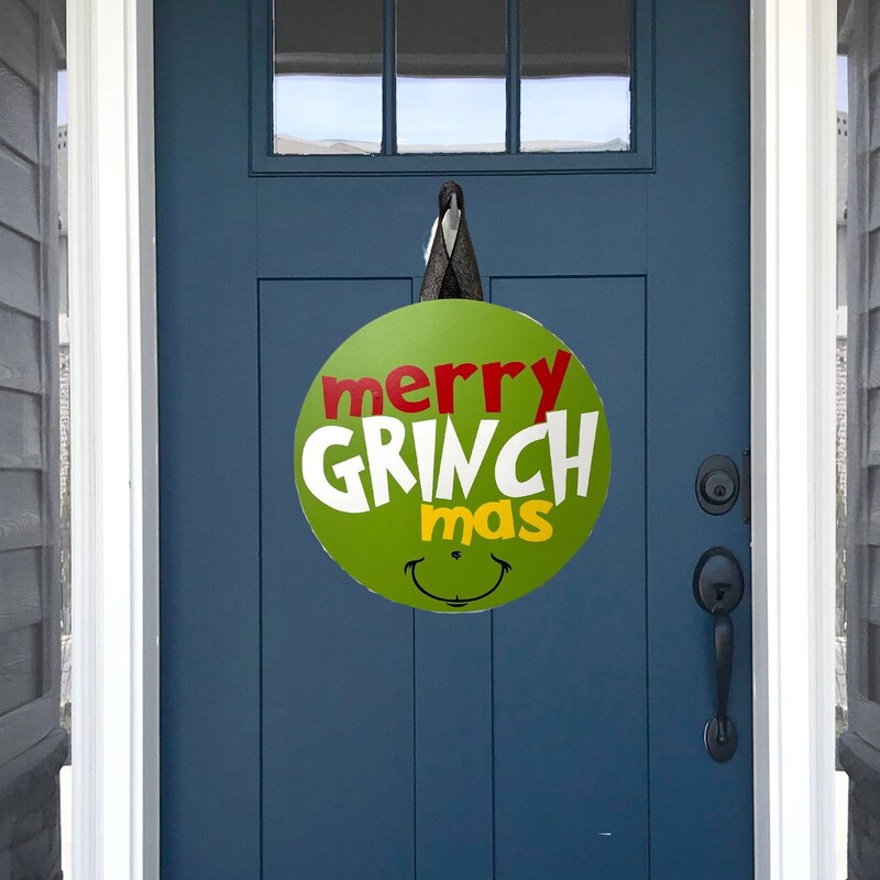 Grinch Sign for Wreaths - Etsy