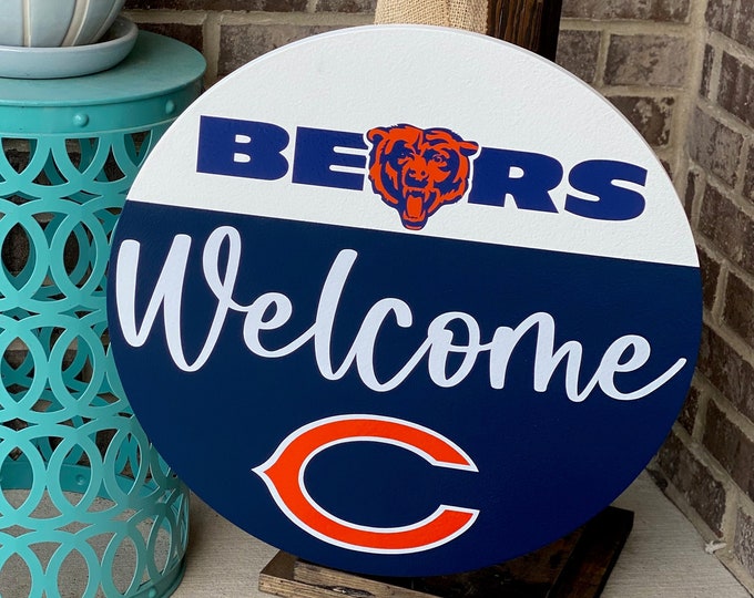Chicago Bears Door Hanger: Navy & White Welcome Sign - Etsy