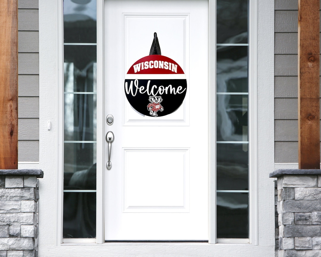 Wisconsin Badgers Front Door Hanger | Porch Welcome Sign | Front Door ...