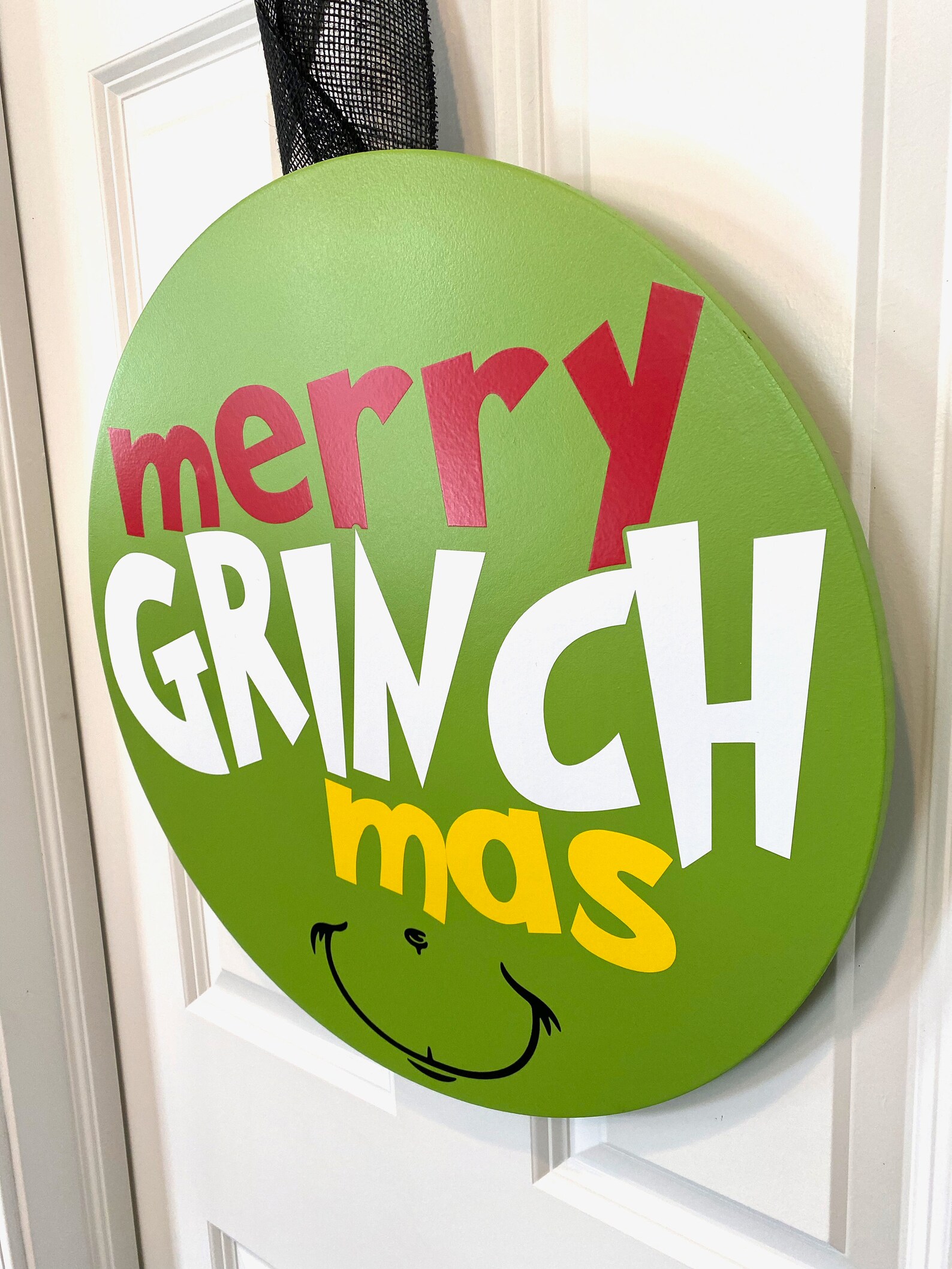The Grinch Front Door Hanger Wooden Door Wreath Welcome - Etsy