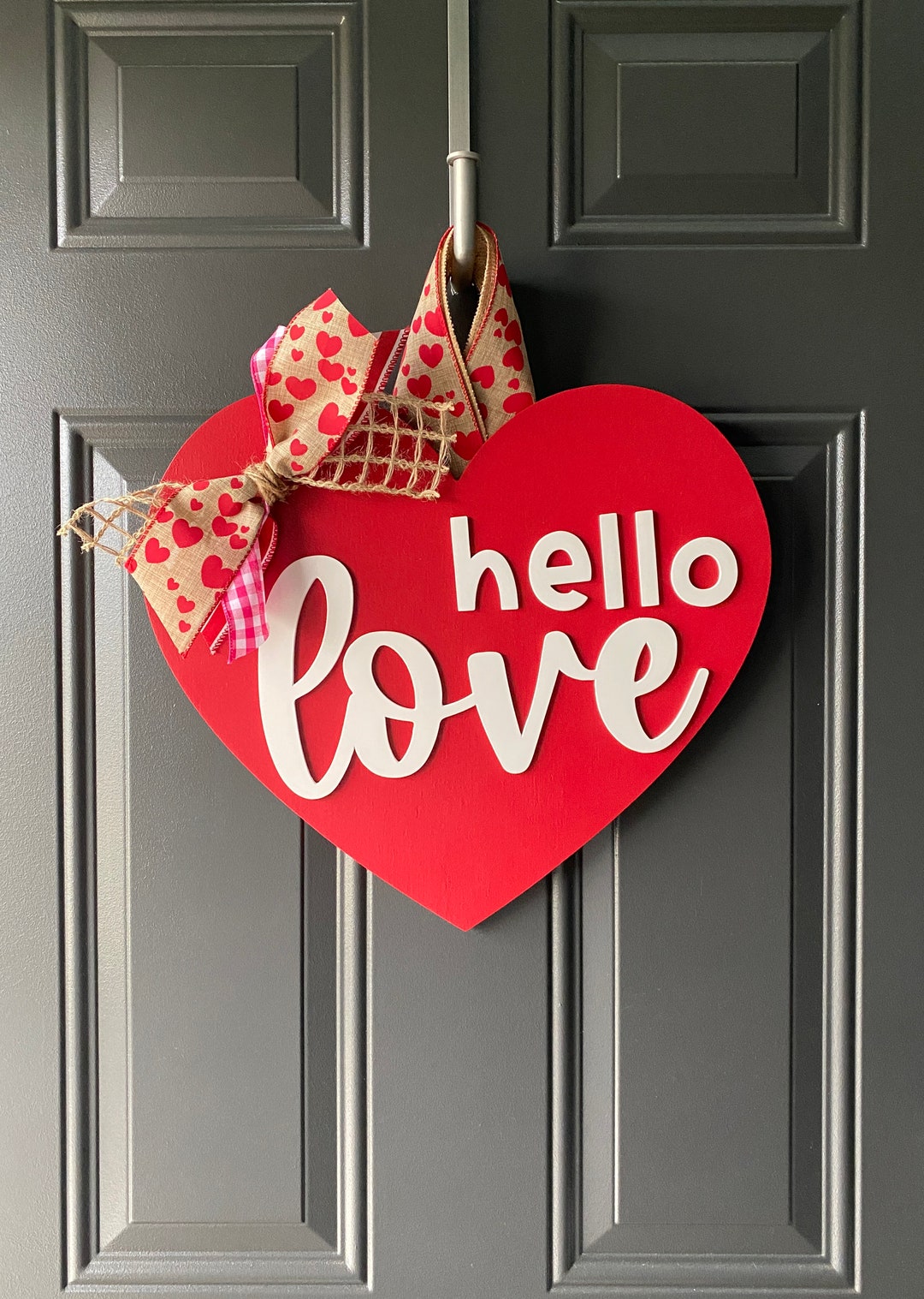 Hello Love 3D Front Door Hanger | Heart Shaped Welcome Sign | Welcome ...