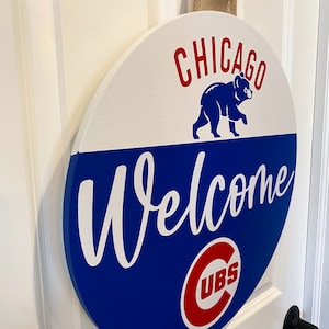 Chicago Cubs Front Door Hanger| Cubs Welcome Sign | Cubs Fans Welcome ...