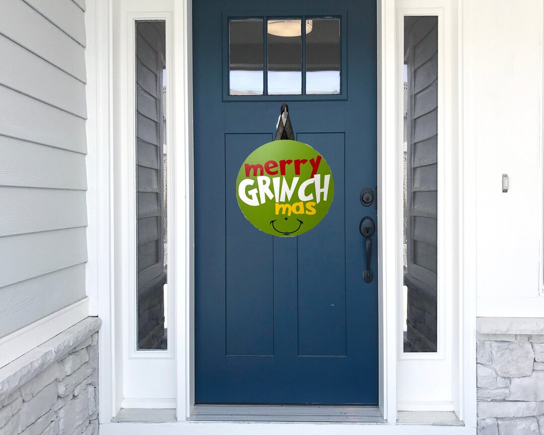 The Grinch Front Door Hanger | Wooden Door Wreath | Welcome Sign ...