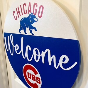 Chicago Cubs Front Door Hanger| Cubs Welcome Sign | Cubs Fans Welcome ...