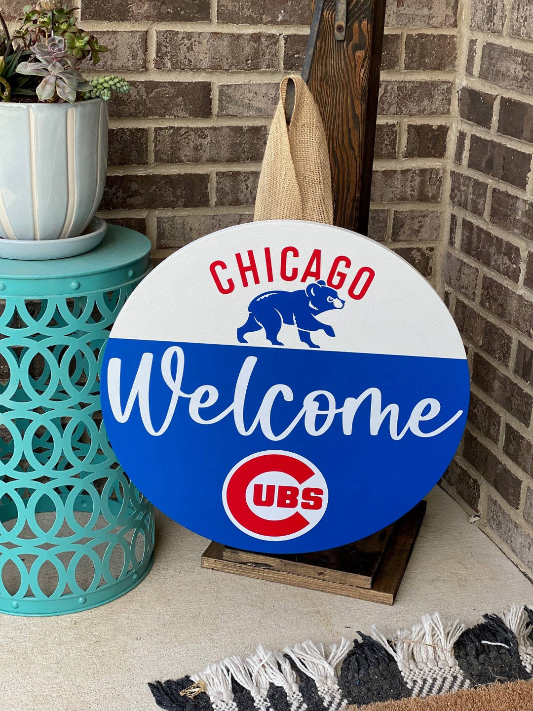 Chicago Cubs Front Door Hanger| Cubs Welcome Sign | Cubs Fans Welcome ...