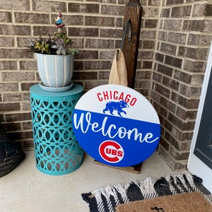 Chicago Cubs Front Door Hanger| Cubs Welcome Sign | Cubs Fans Welcome ...