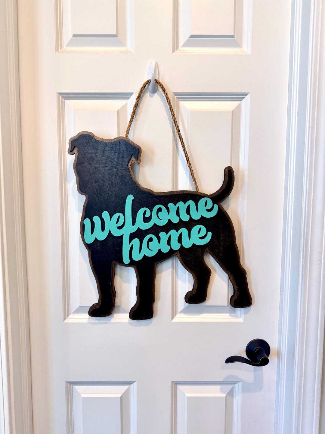 18.5" Dog Door Hanger Sign · Solid Wood Welcome Home Sign · Laser Cut ...