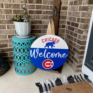 Chicago Cubs Front Door Hanger| Cubs Welcome Sign | Cubs Fans Welcome ...