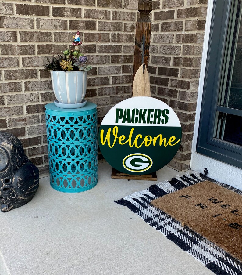 Green Bay Packers Front Door Hanger Porch Welcome Sign - Etsy