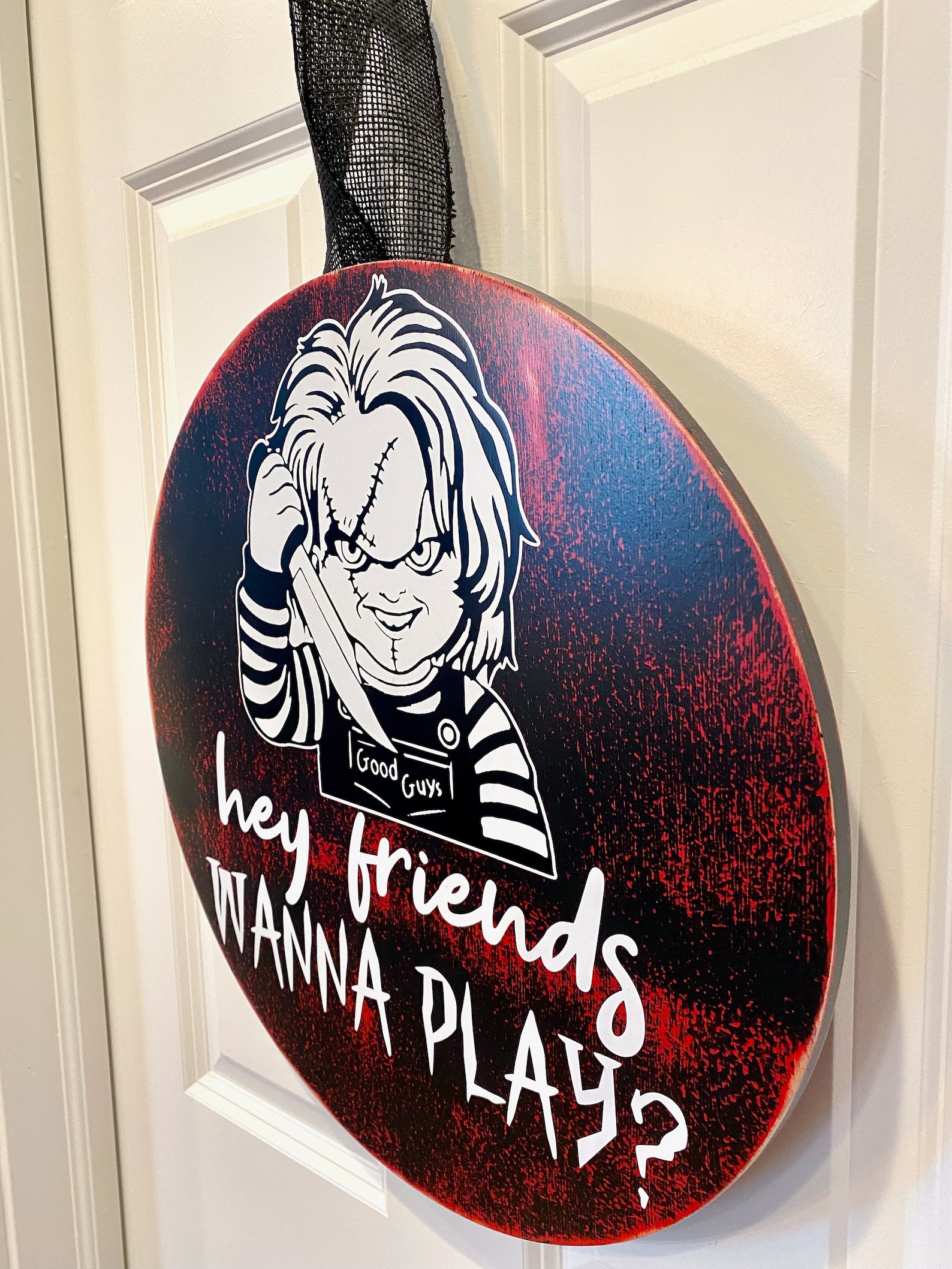 Chucky Door Hanger: Halloween Welcome Sign, Horror Movie Decor - Etsy