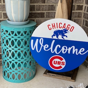 Chicago Cubs Front Door Hanger| Cubs Welcome Sign | Cubs Fans Welcome ...