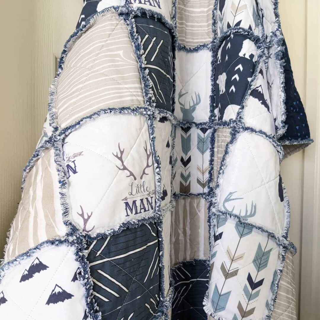 Wilderness Baby Quilt, Nature Quilt, Woodland Boy Crib Quilt, Bear ...