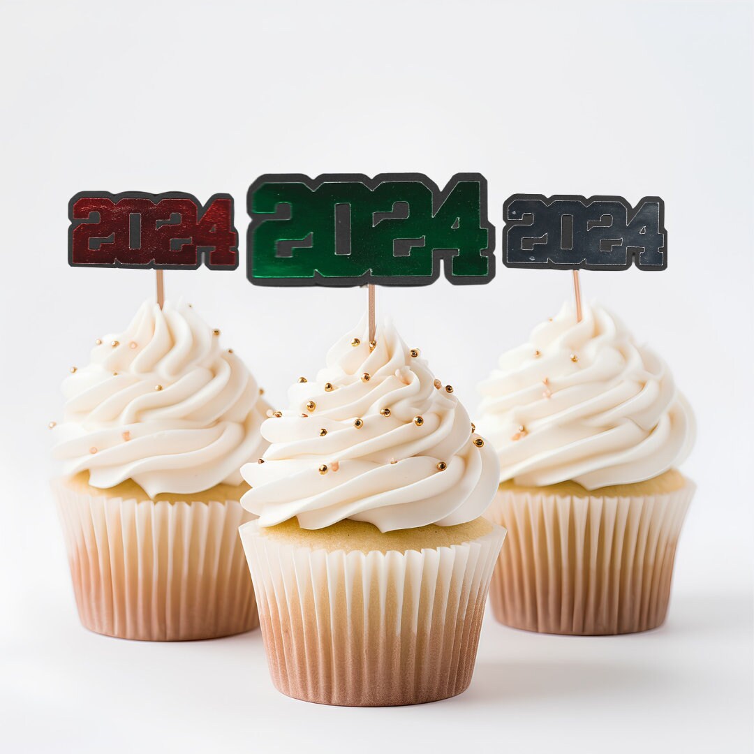 2024 Metallic Graduation Cupcake Toppers - Etsy