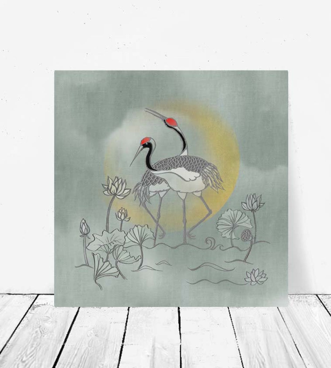 Crane Art. Japanese Wild Bird. Chinese Neutral Art Print Vintage. East ...