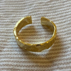 18k Gold Plated Foil Texture Band Ring, Gold Plated Textured Design ...