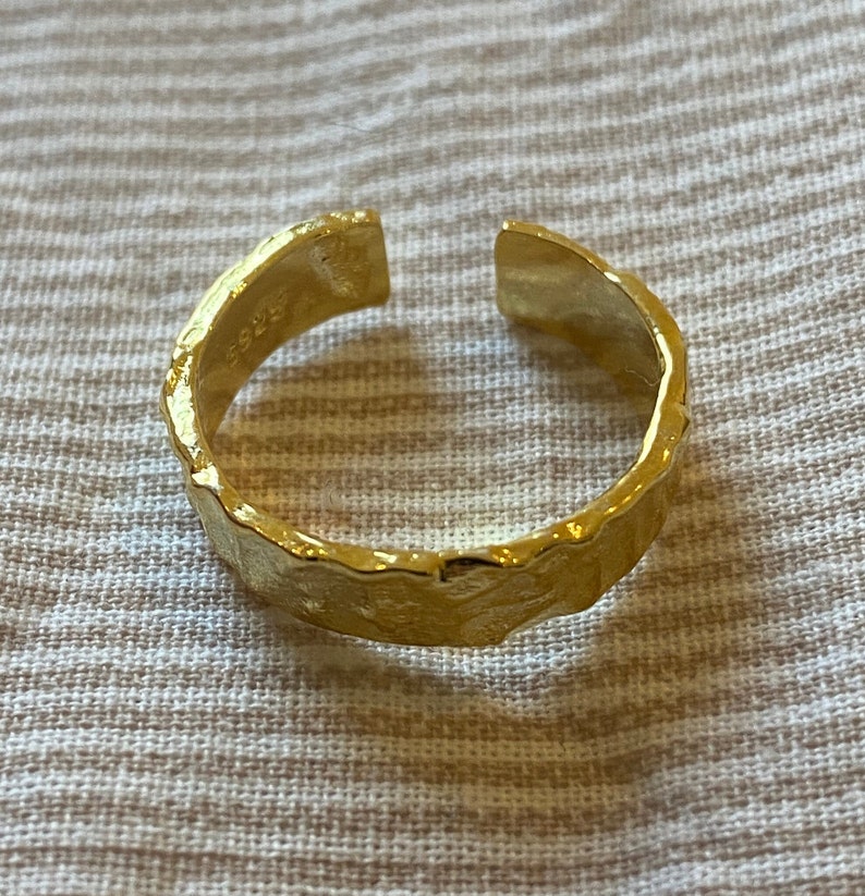 18k Gold Plated Foil Texture Band Ring, Gold Plated Textured Design ...