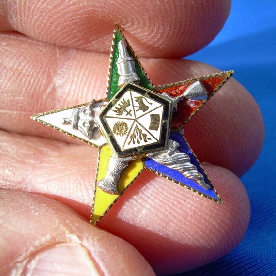 Art Deco 14k Gold Masonic Pin: Order of the Eastern S… - Gem