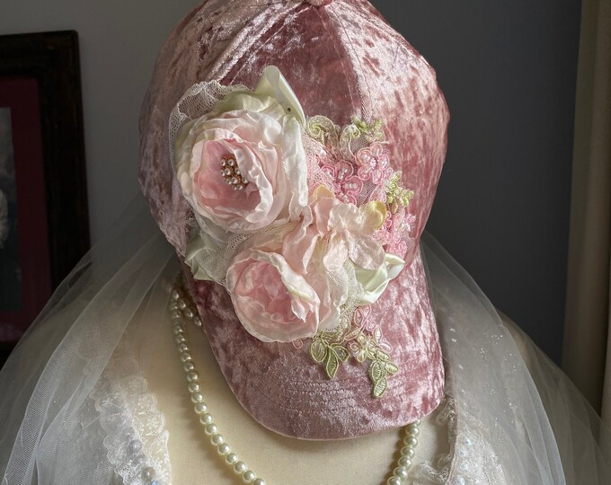Shabby Baseball Cap, Pink Baseball Cap, Silk Flower Cap, Romantic Hat ...